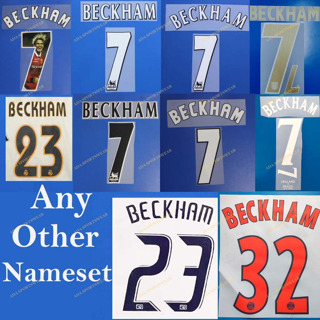 【Nameset】 1997-98-99-00 Retro Football adult Star Nameset Beckham#7 ...
