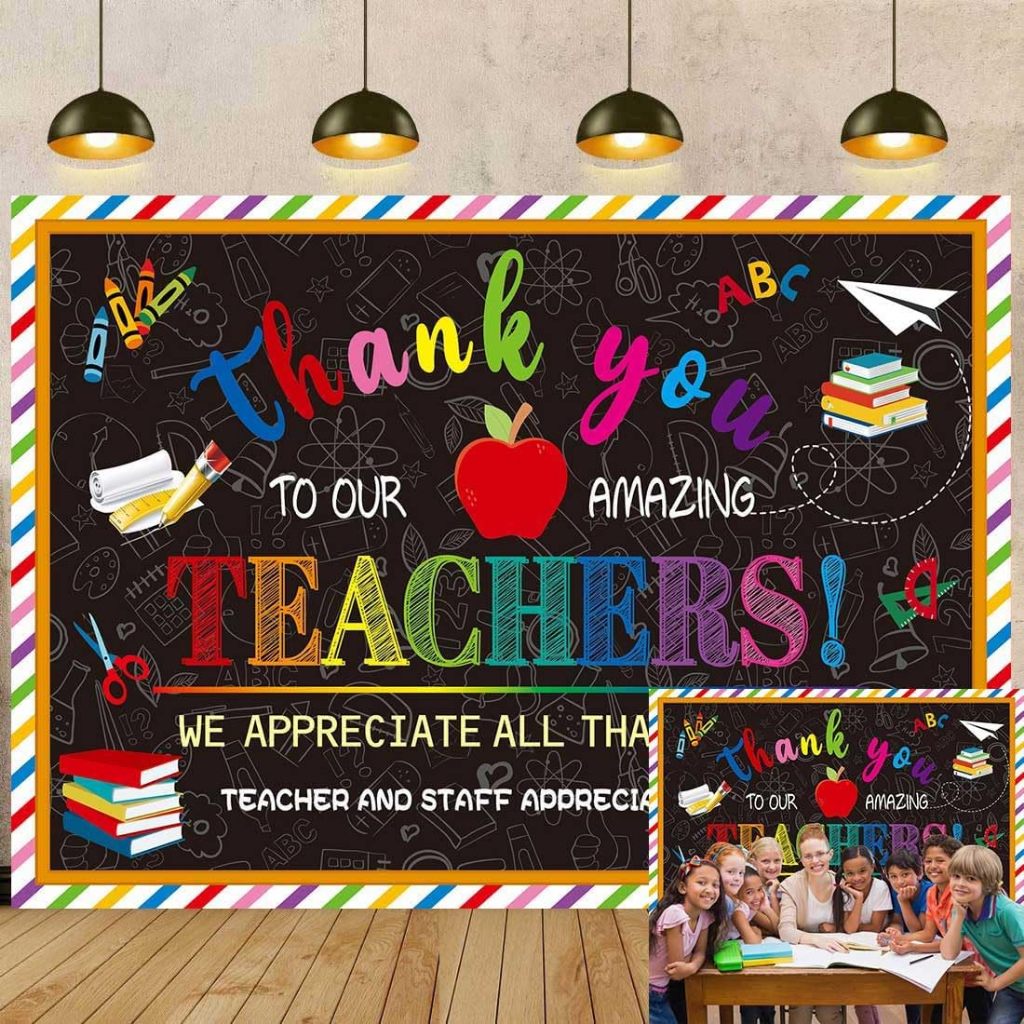 Thank You Teachers Backdrop banner Teacher Appreciation Week Party ...