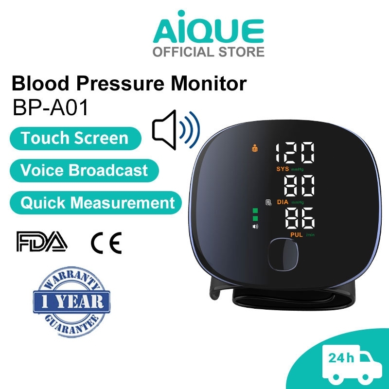 AIQUE Rechargeable Wrist Blood Pressure Monitor High BP Voice broadcast ...