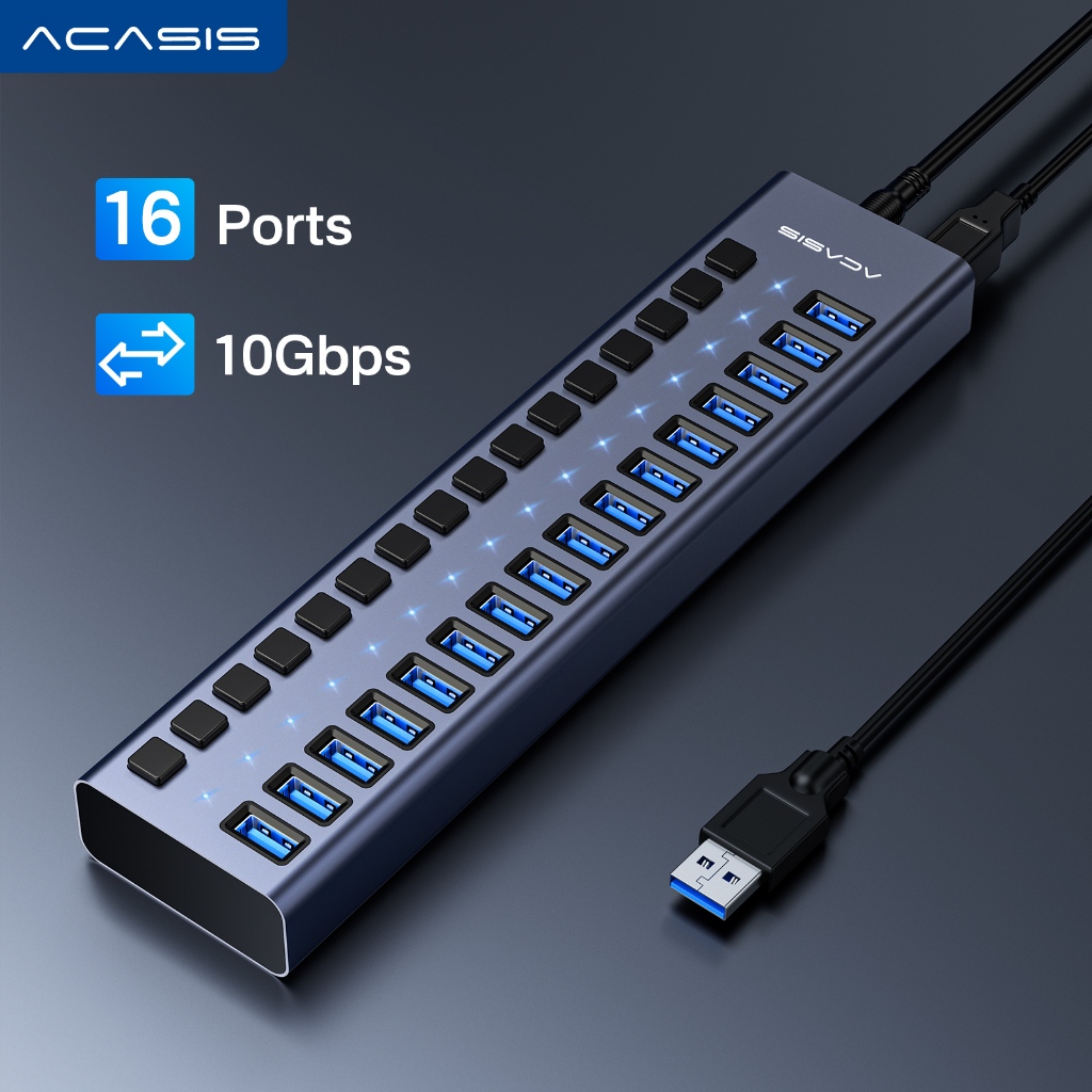 ACASIS 16 Port 10Gps USB 3.1 HUB Support BC1.2 Charging with 12V Power ...