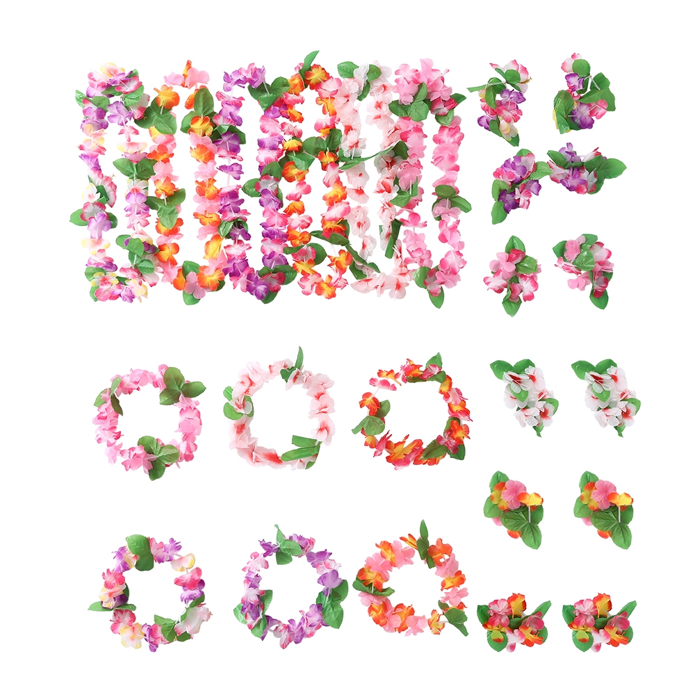 New Style Hawaiian Garland 4-Piece Set Beach Hawaii Party Wearable ...