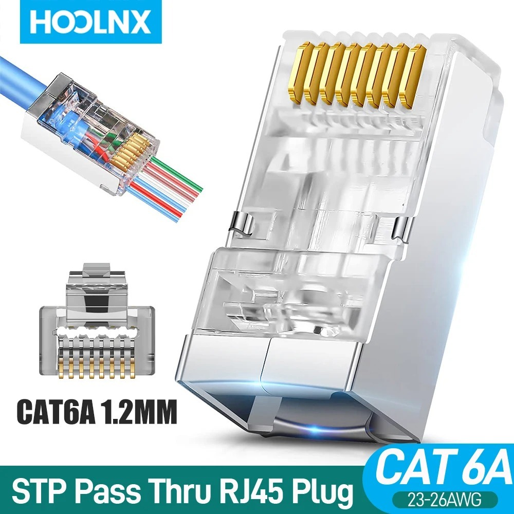 Hoolnx RJ45 Connector CAT6A CAT6 Pass Through Modular PLugs STP ...