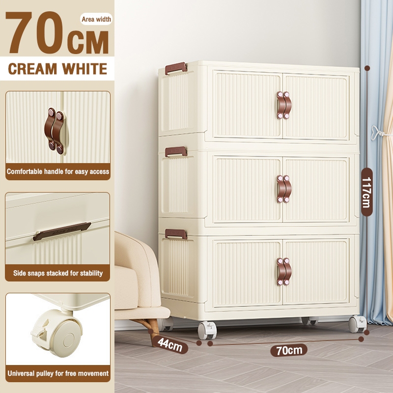 3/4/5 Layers 2 Doors Checkers Storage Cabinet 60/70CM Unique Foldable ...