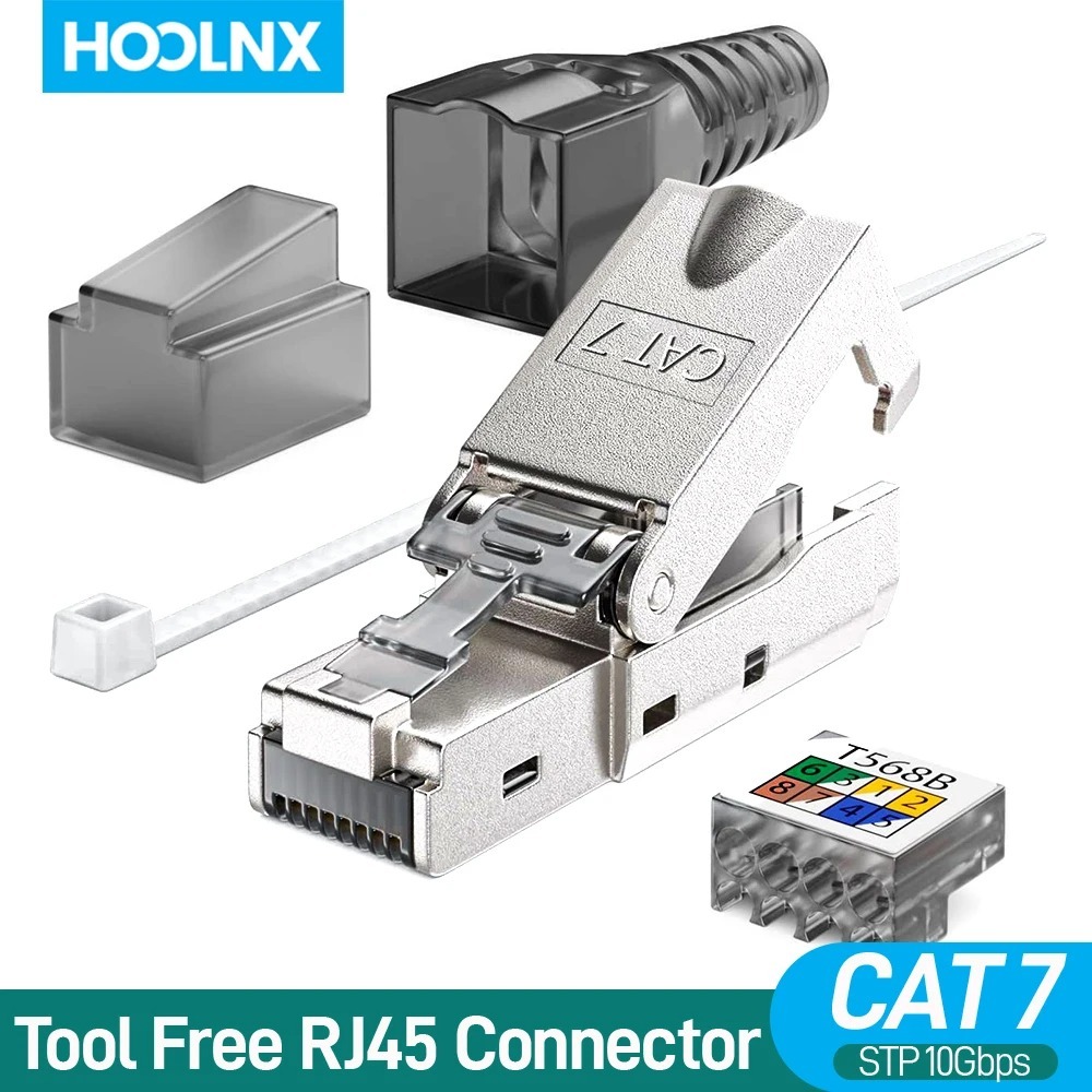 Hoolnx Cat8 Cat7 Cat6a Rj45 Modular Plug Tool Free Field Termination Rj45 Connector Reusable