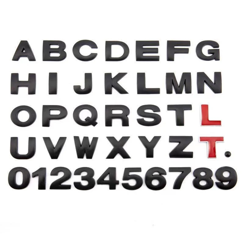 1Pcs 3D Metal Matte Black 25mm Car Letters Alphabet Emblem Numbers ...
