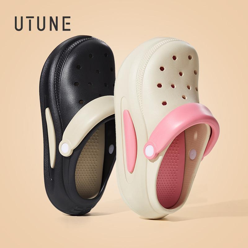 UTUNE 6cm Thick Sole Sandals for Women Men Beach Sandals Platform Hole ...
