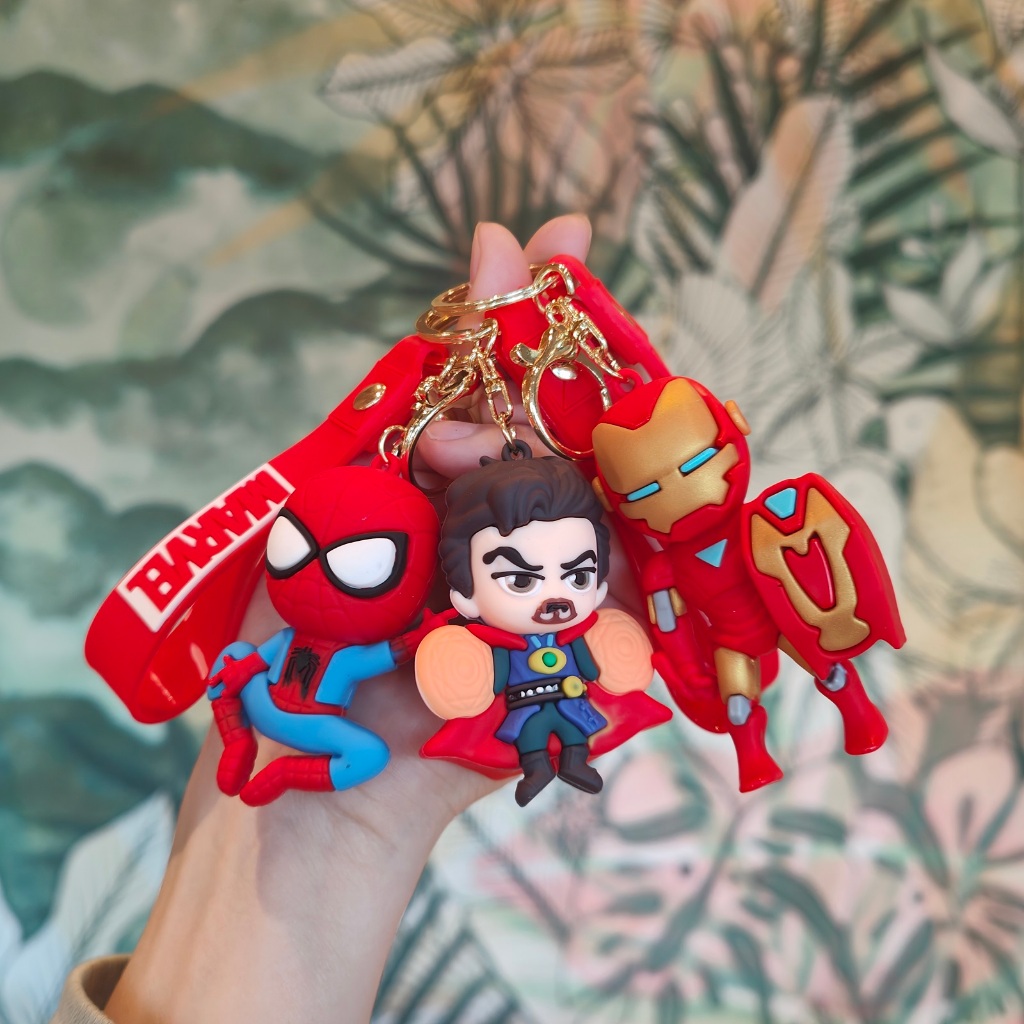 New Cartoon Marvel Superhero Keychain Iron Man Spiderman Doctor Strange ...