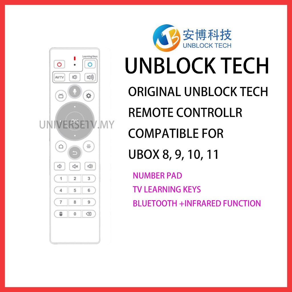 UNBLOCK TECH UBOX GEN 8 GEN 9 GEN 10 GEN 11 BLUETOOTH CONTROL REMOTE ...