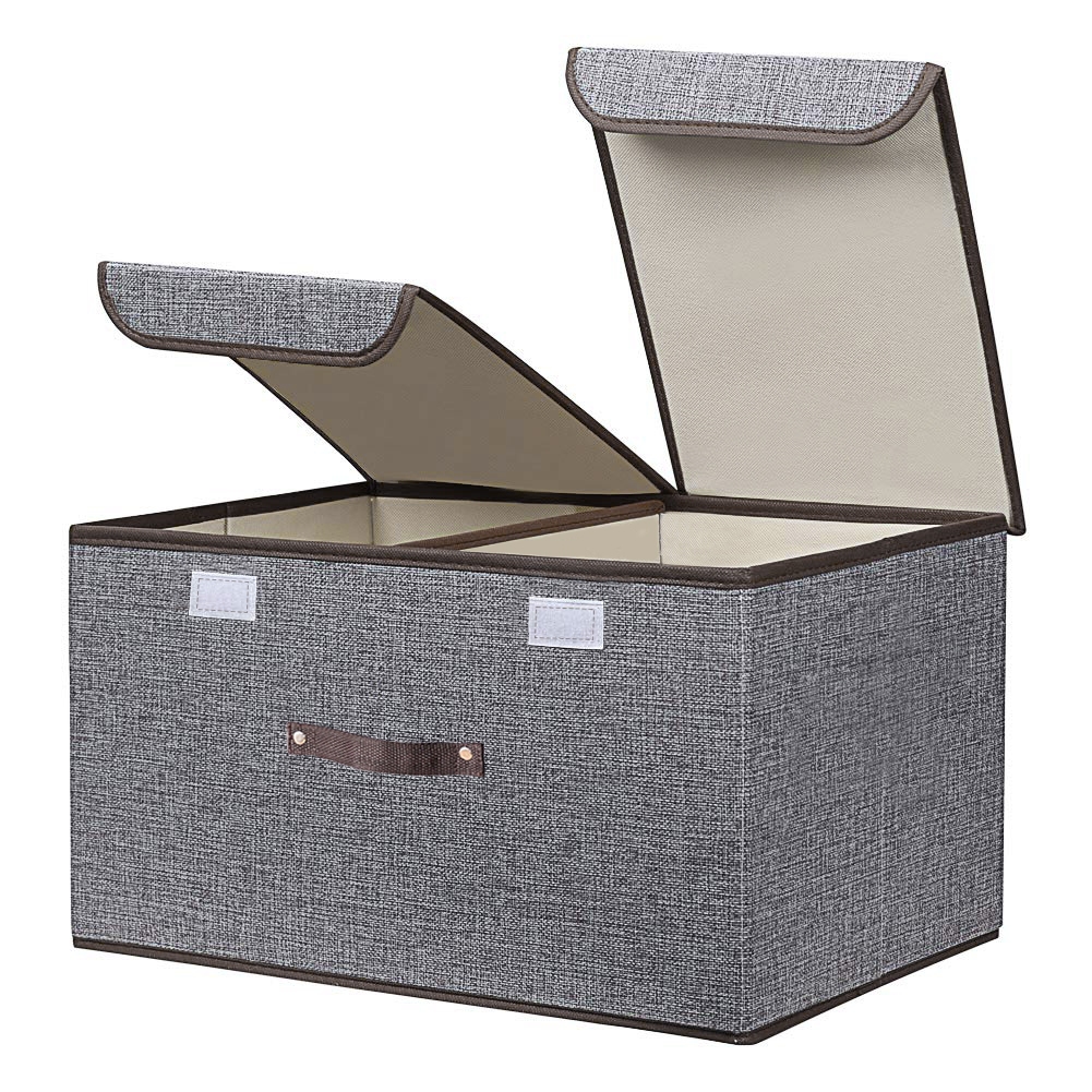 Large Storage Boxes with Lids and Handles, Collapsible Linen Storage ...