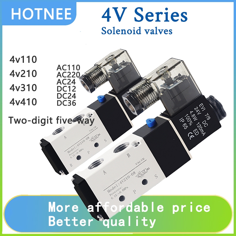 Solenoid Valve 4V110/4V210/4V310/4V410 Valves Air Gas Control Valve BSP ...