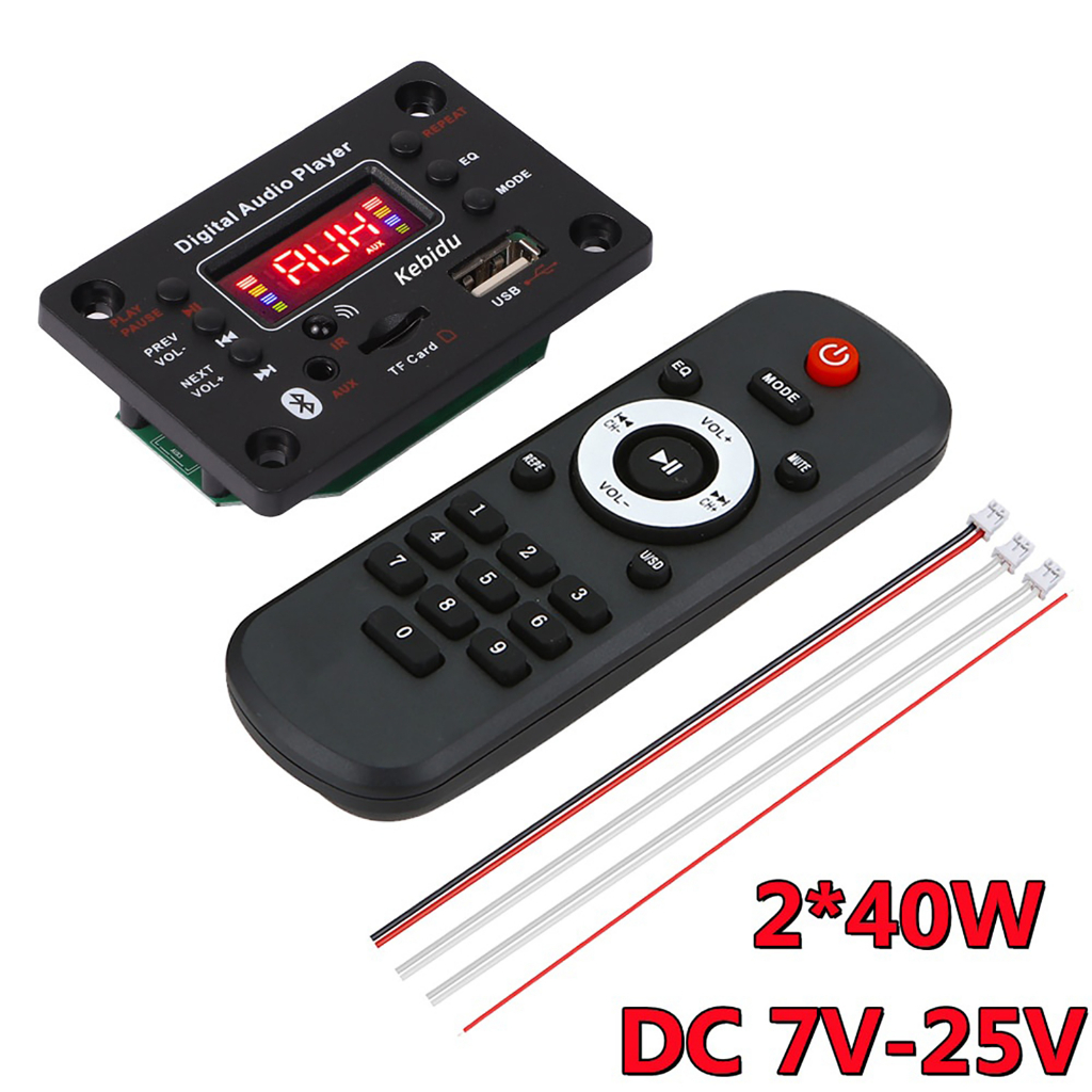 Wireless Bluetooth 5.0 Decoder Board DC 12V 2*40W MP3 FM Radio TF USB AUX Recording Folder ...