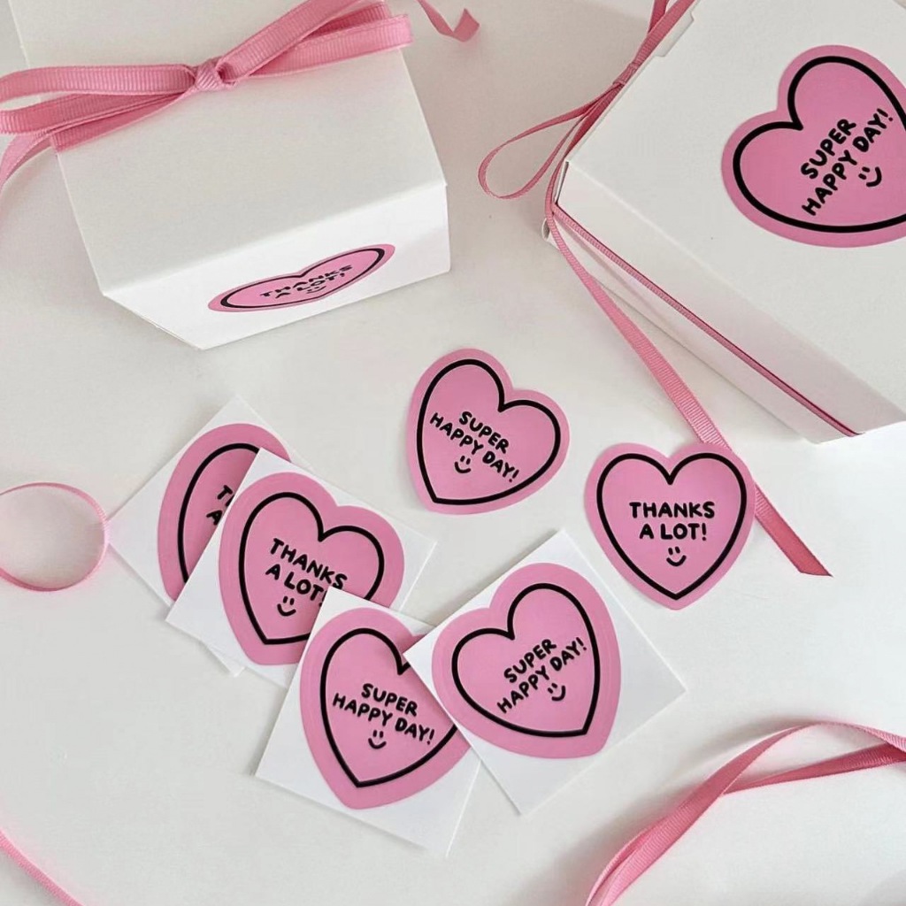 Ohaya | 9 Pieces of love Stickers Pink Smiley Face Stickers Happy ...