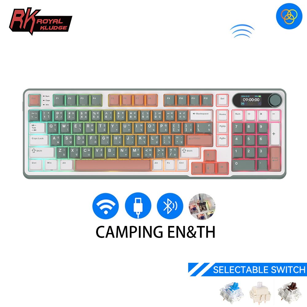RK Royal Kludge RK S98 98 Key Tri-Mode RGB Wired Bluetooth 2.4G ...