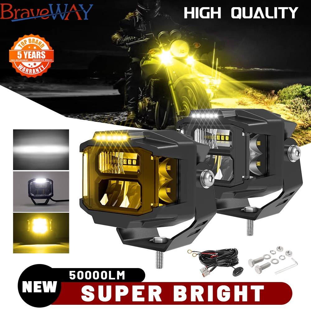BraveWay 3-Sides Lighting 4 Inch 200W LED Work LIght 12V 24V Side ...
