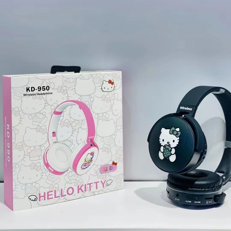 Sanrio AH-806Y Kuromi Kids Over-ear Bluetooth Headphones Cute Pink Adjustable Wireless ...