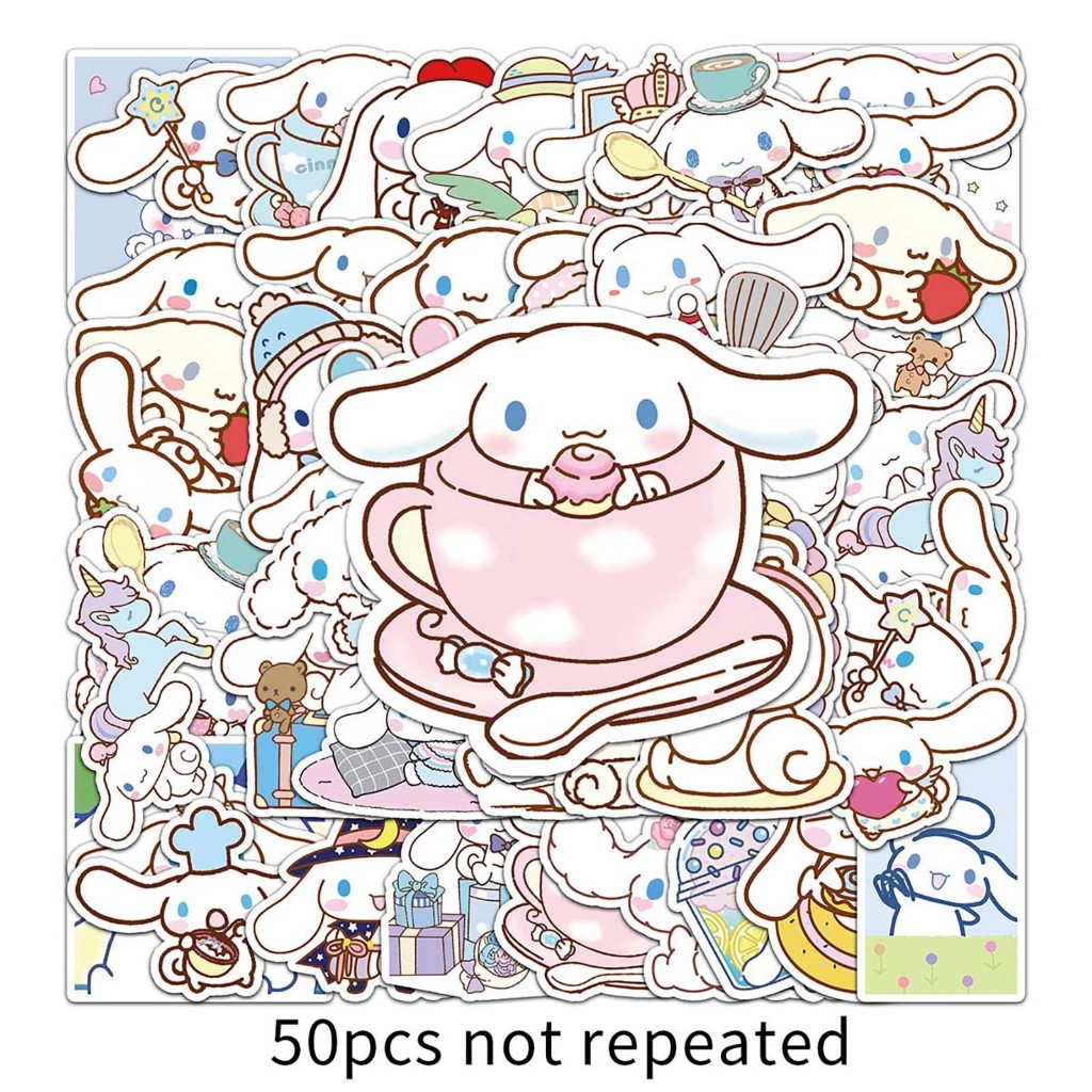 50 Sheet Cartoon Sanrio Cinnamoroll Doodle Stickers Cute PVC Decoration ...