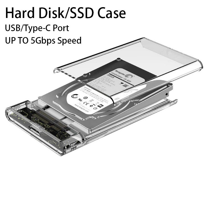 USB3.0 Transparent Mobile Hard Drive Box 2.5-inch SATA Serial SSD 2.5inch Plastic Hard Disk Case ...