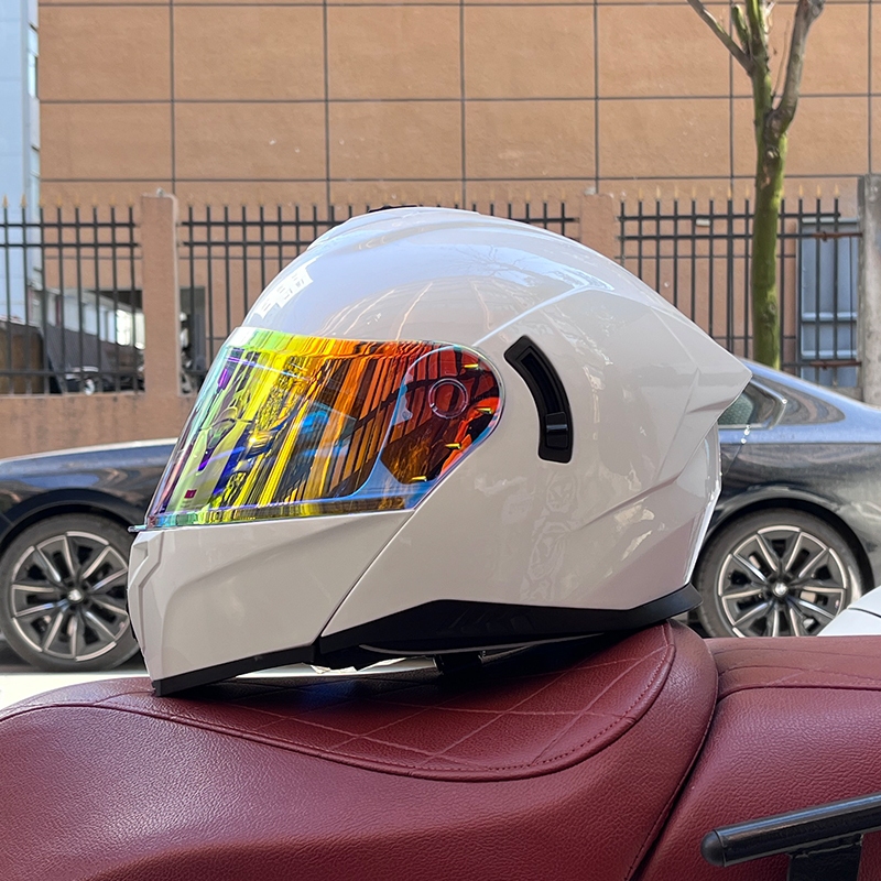 New ORZ motorcycle facelift helmet with dual mirror film head helmet ...
