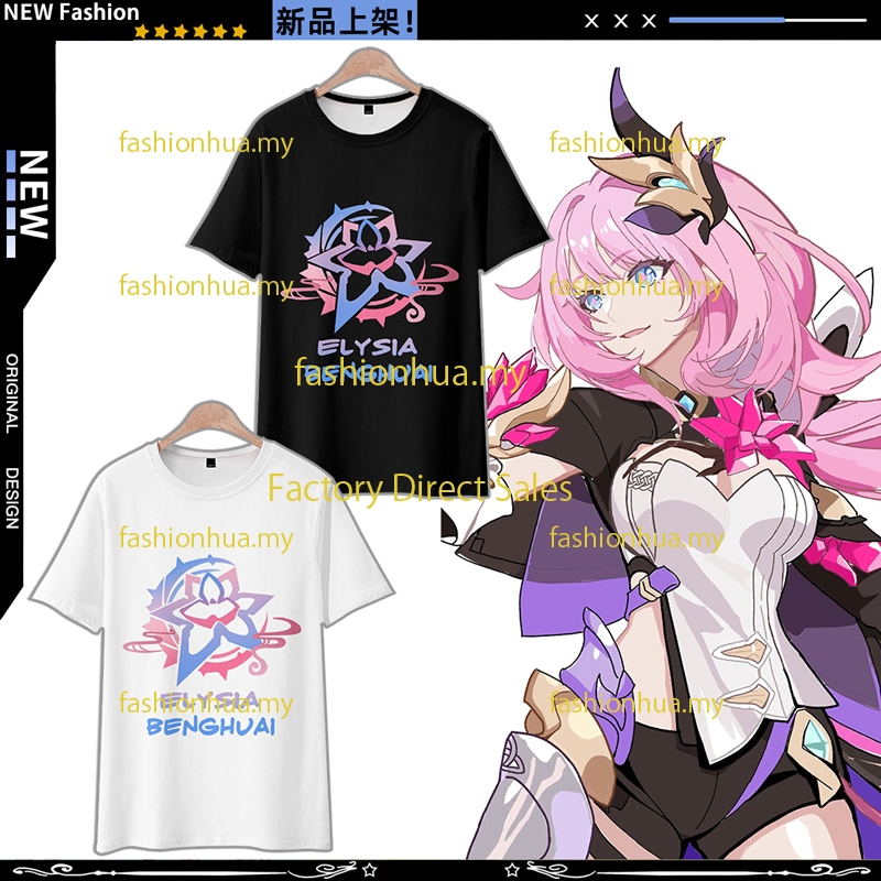 New Anime Honkai Impact 3 Elysia T Shirt Japanese Men's Fashion Women ...