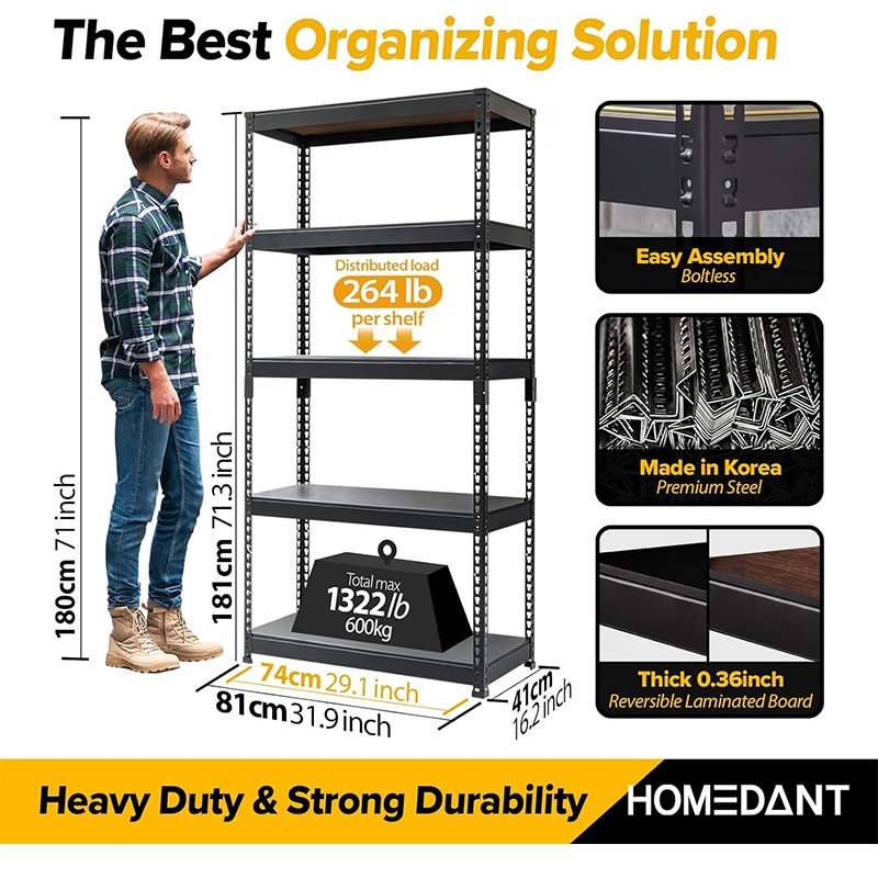 6 Tier RACK Boltless Rack Home Storage Warehouse Store Room Office File ...