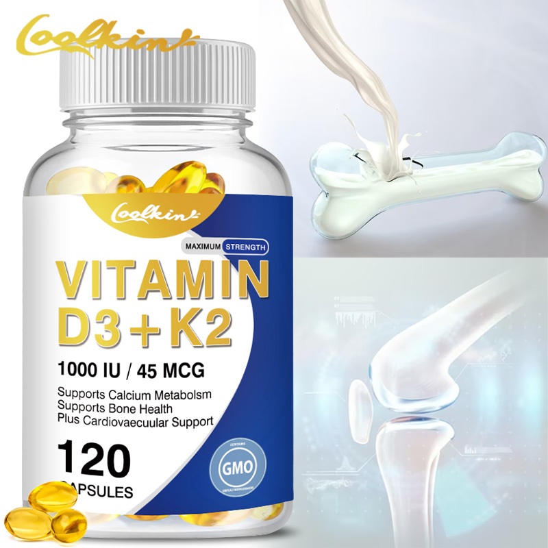 Coolkin VITAMIN D3+K2, 1000 IU/45 mcg, Supports Calcium Metabolism ...