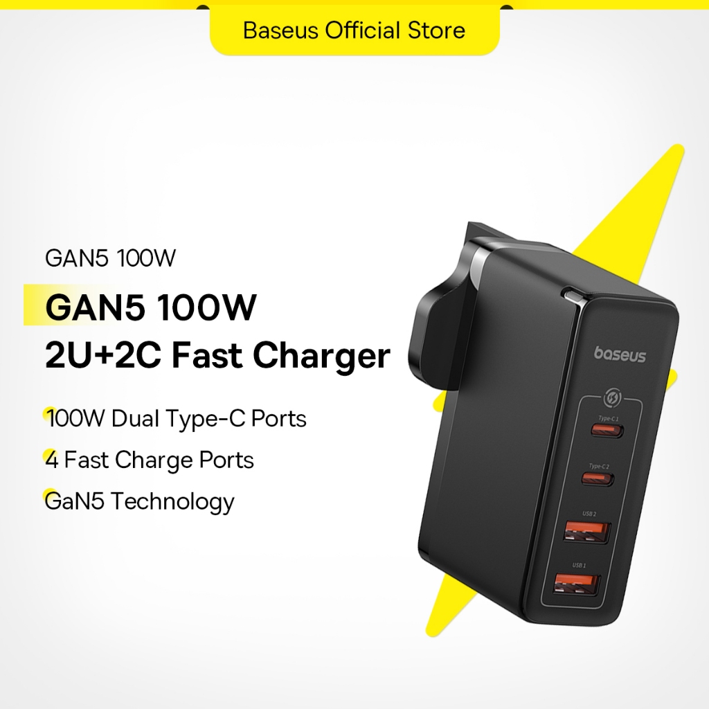 Baseus GaN5 Pro Fast Charger 2C+2U For Phone Laptop (100W) | Shopee Malaysia