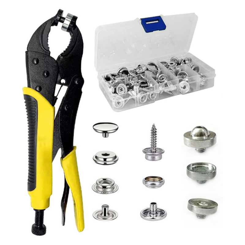 97 pcs Heavy Duty Snap Fastener Tool Kit, Adjustable Handheld Snap ...