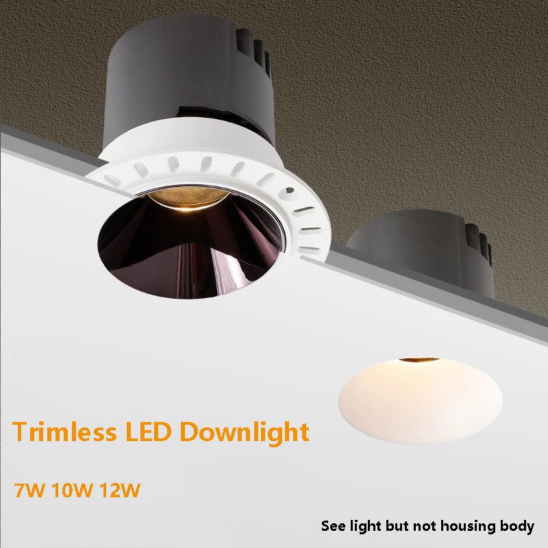 LED Trimless Downlight 7W 10W 12W Ceiling Lamp Embedded Home Wall Washing Light LED Recessed ...