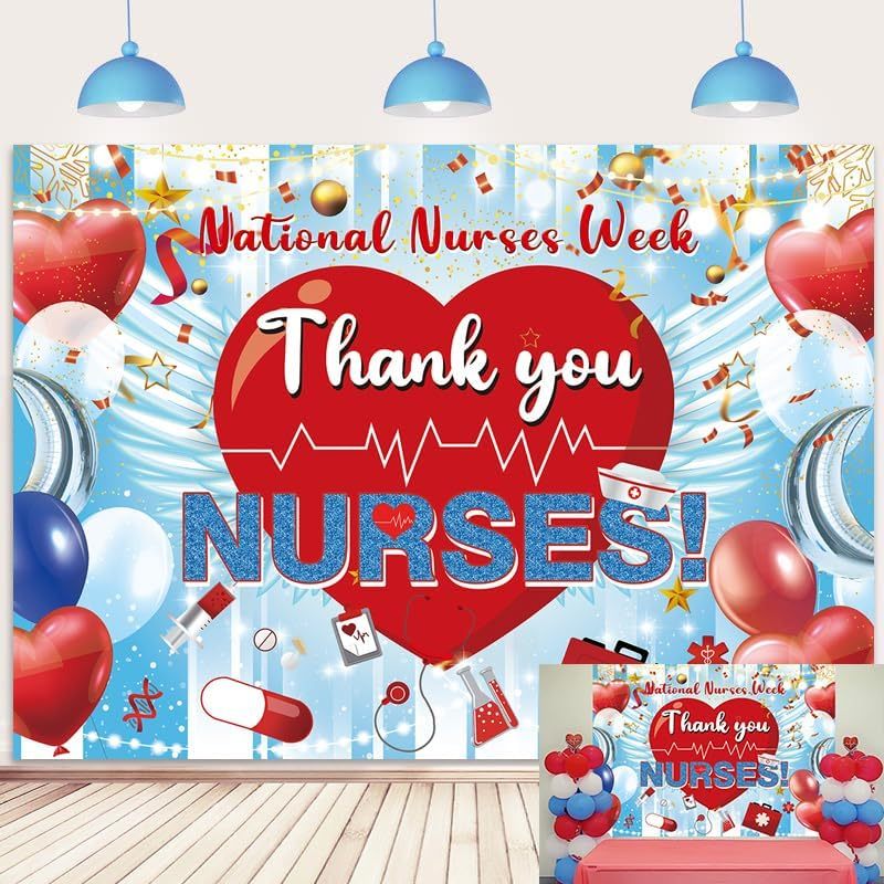 Thank You Nurses Backdrop National Nurses Week Banner Nursing ...