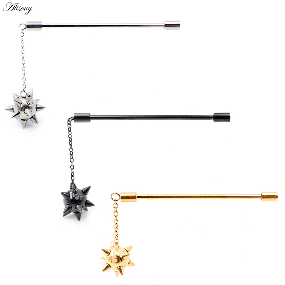 Alisouy 2 Pieces Stainless Steel Meteor Hammer Chain Earring Piercing ...