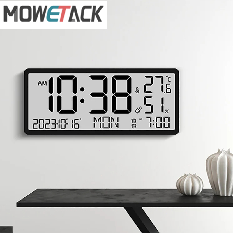 LCD Large Screen Digital Wall Clock Multifunctional Time Temperature ...
