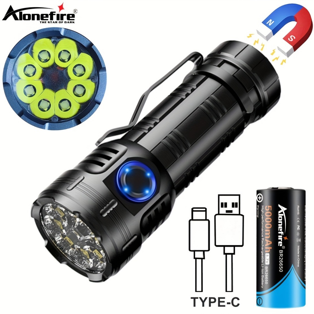 Alonefire X68S 6500K 8LED High Bright Flashlight Usb Rechargeable High ...