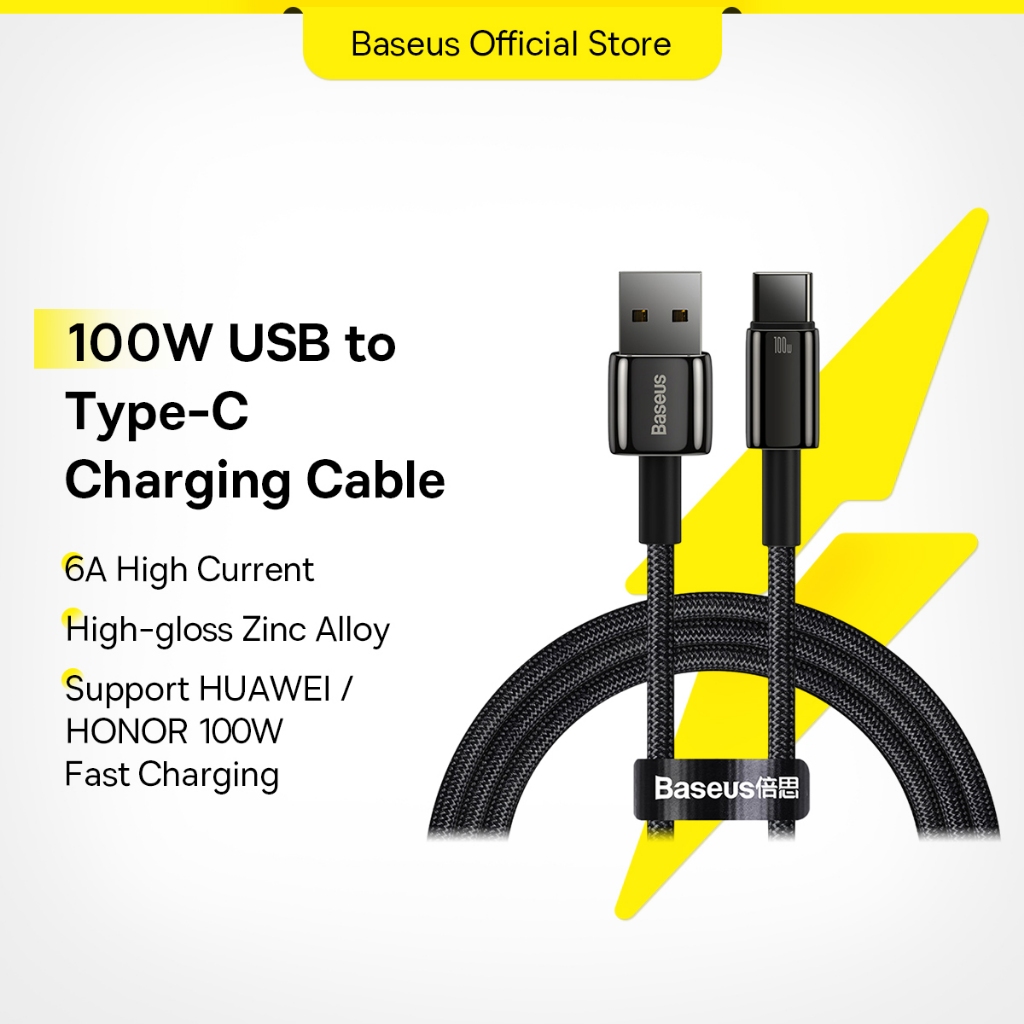 Baseus 100W USB Type C Cable Fast Charging Wire USB-C Charger Data Cord ...