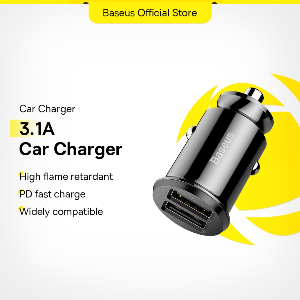 Baseus Dual USB Car Phone Charger Adapter in Car (3.1A) | Shopee Malaysia