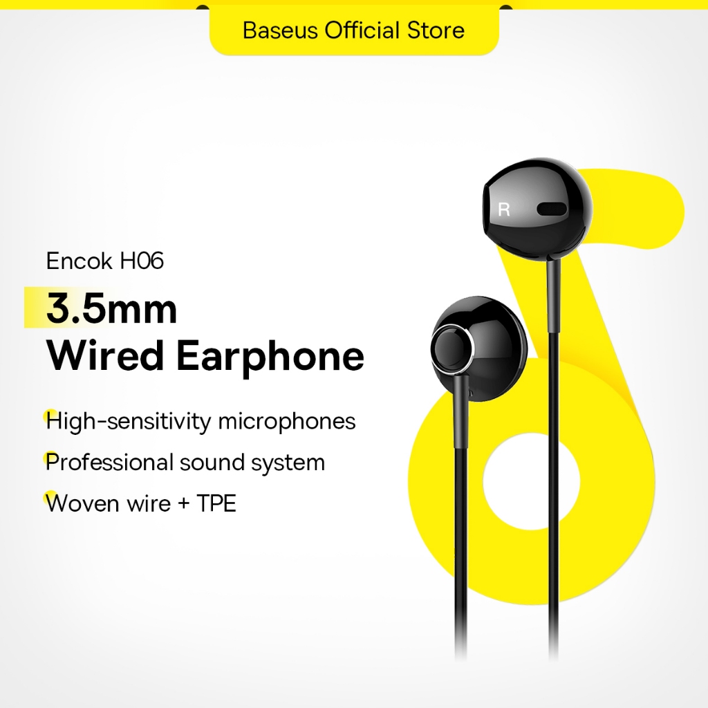 Baseus H06 In-ear Stereo Bass Earphones Headphones jack wired Earbuds ...