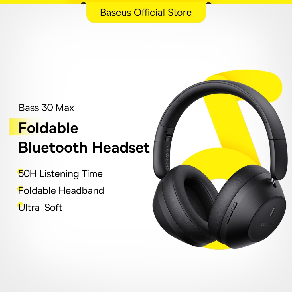 Baseus Bass 30 Max Wireless Headphone Bluetooth -30dB 50Hrs Bass ...