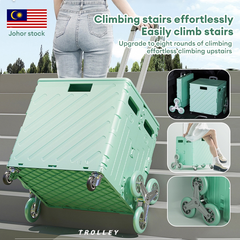 50L/ 75L Folding Shopping Cart Trolley Foldable Shopping Trolley Hand ...
