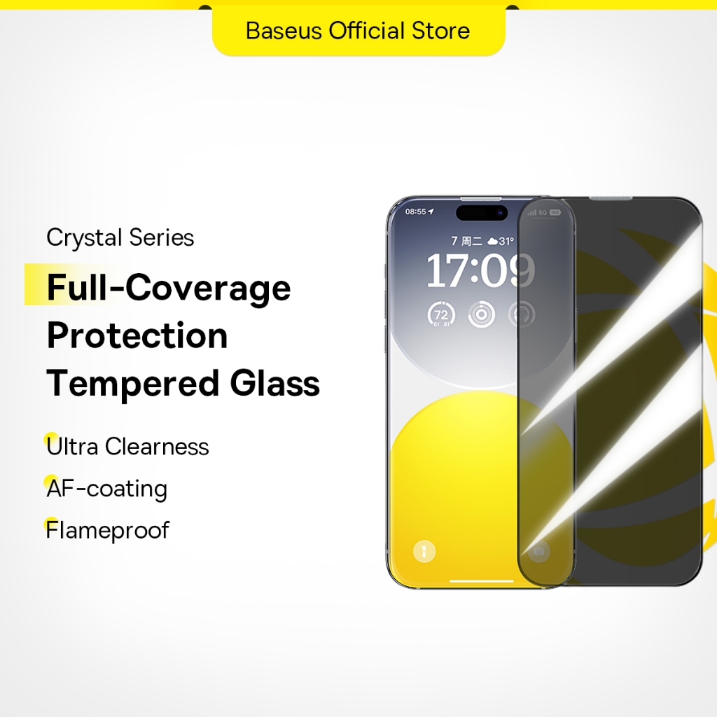 Baseus Crystal Series Full-Coverage Privacy Protection Tempered Glass ...