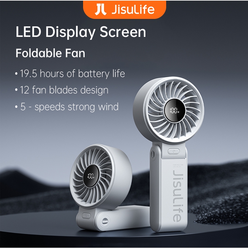 JISULIFE Portable Mini Fan 5000mAh Foldable 19.5h cooling time Hand ...