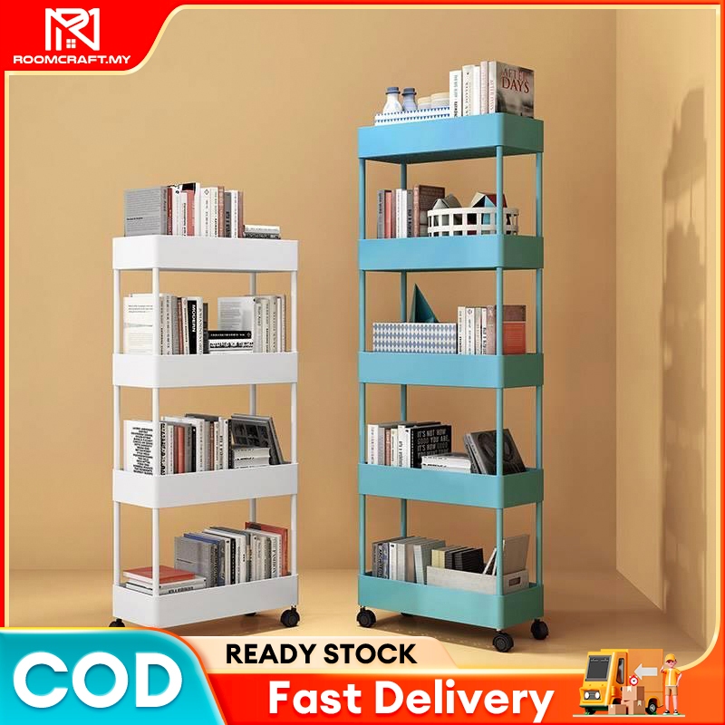 Multi-Layer Slim Storage Rack Trolley / Bedroom Kitchen Bathroom Wheels ...