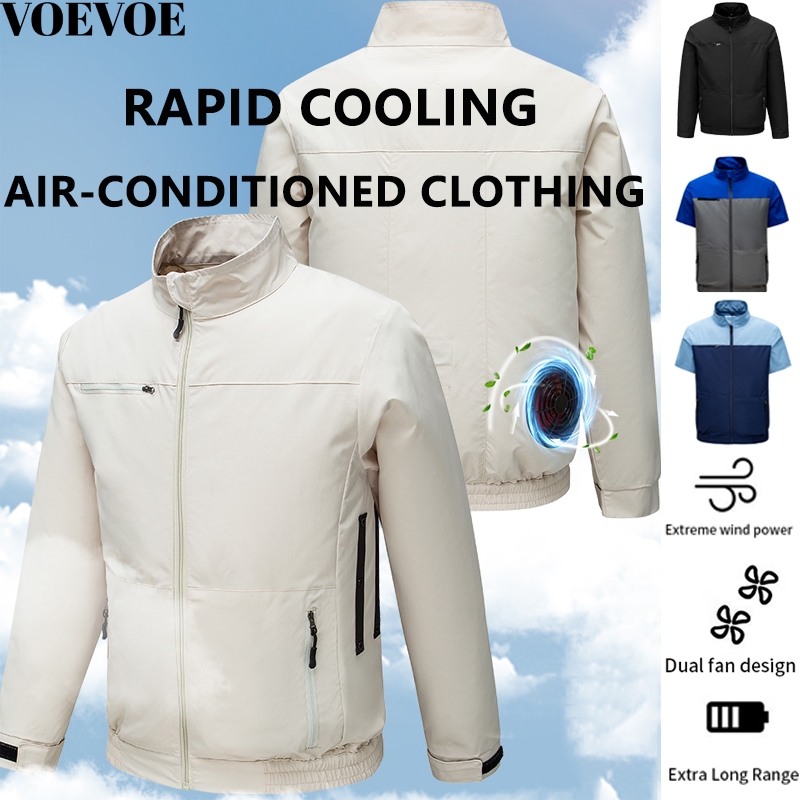 【VOEVOE】Men's Fan Air-Conditioning Clothing Fan Jacket Sunscreen And Cooling Outdoor Work ...
