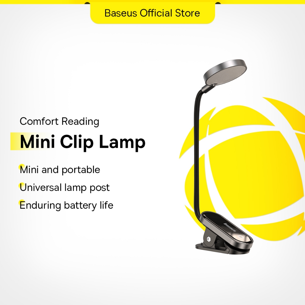 Baseus LED Clip Table Lamp Stepless Dimmable Wireless USB Reading Light ...