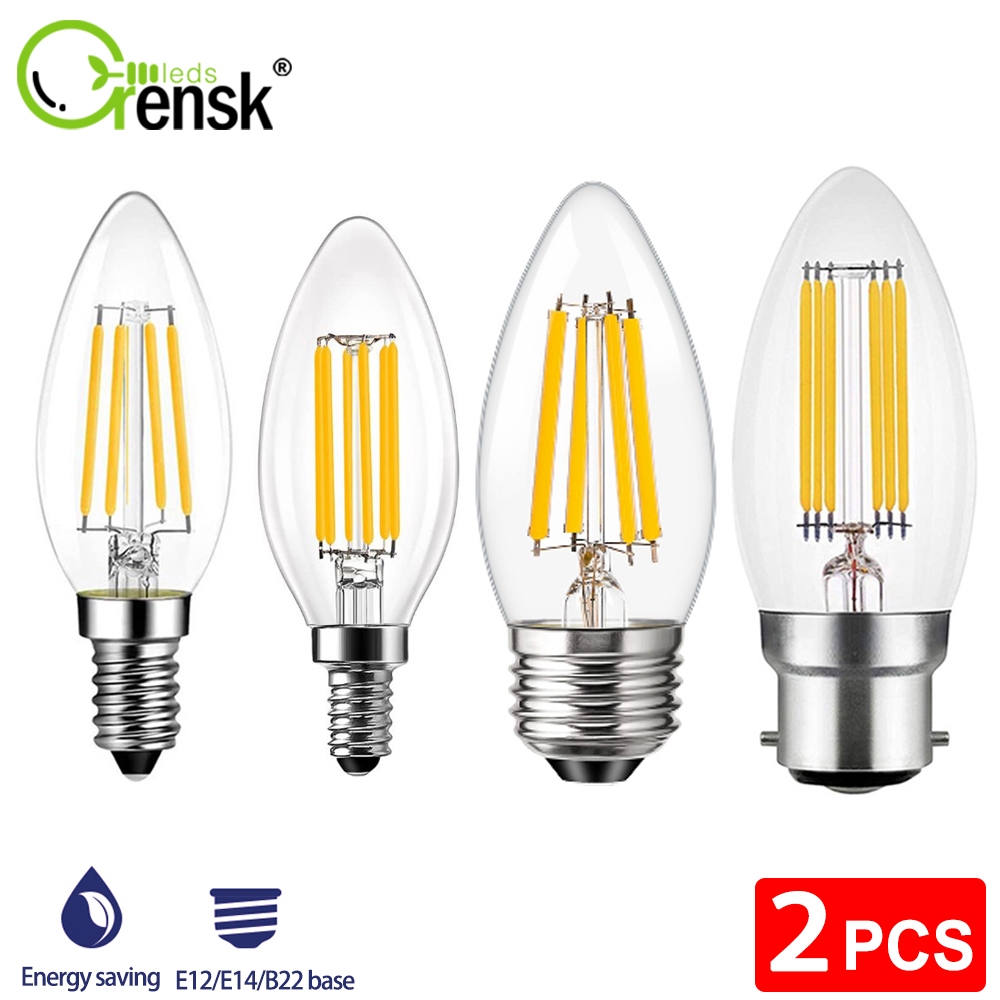 2pcs C35 6000k cool white light E27/E14/B22Base Chandelier Candle Light ...