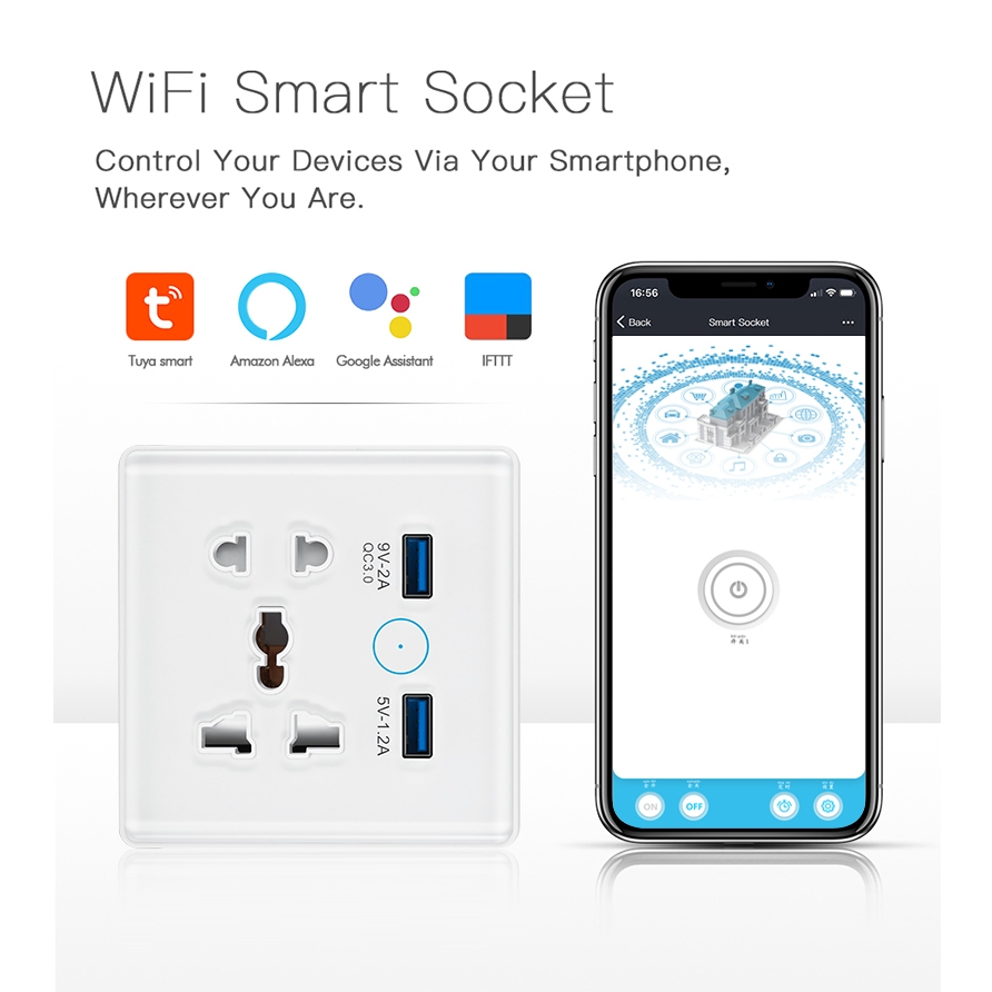 Smart WIFI/BLE 5-hole socket + USB mobile phone remote control, timing ...