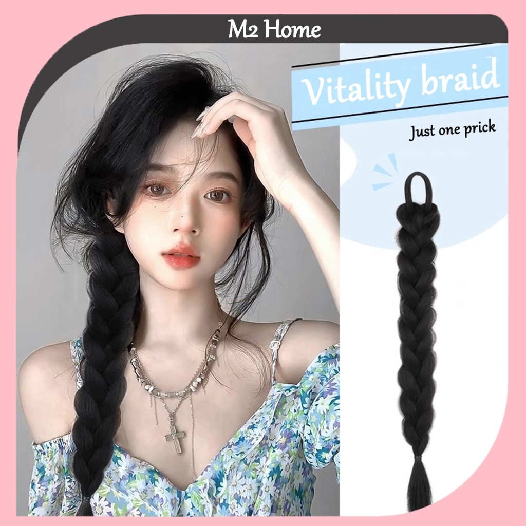 *Ready Stock*New Wig Braid Female Ponytail Playful And Cute Double ...
