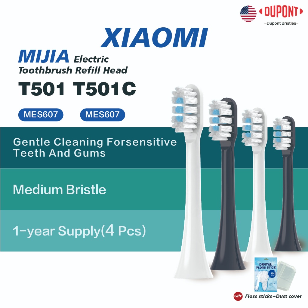 XiaoMI T501/T501C/MES607/MES605/MES608 Mijia Mi Electric Toothbrush Sonic Soft Refill Tooth ...