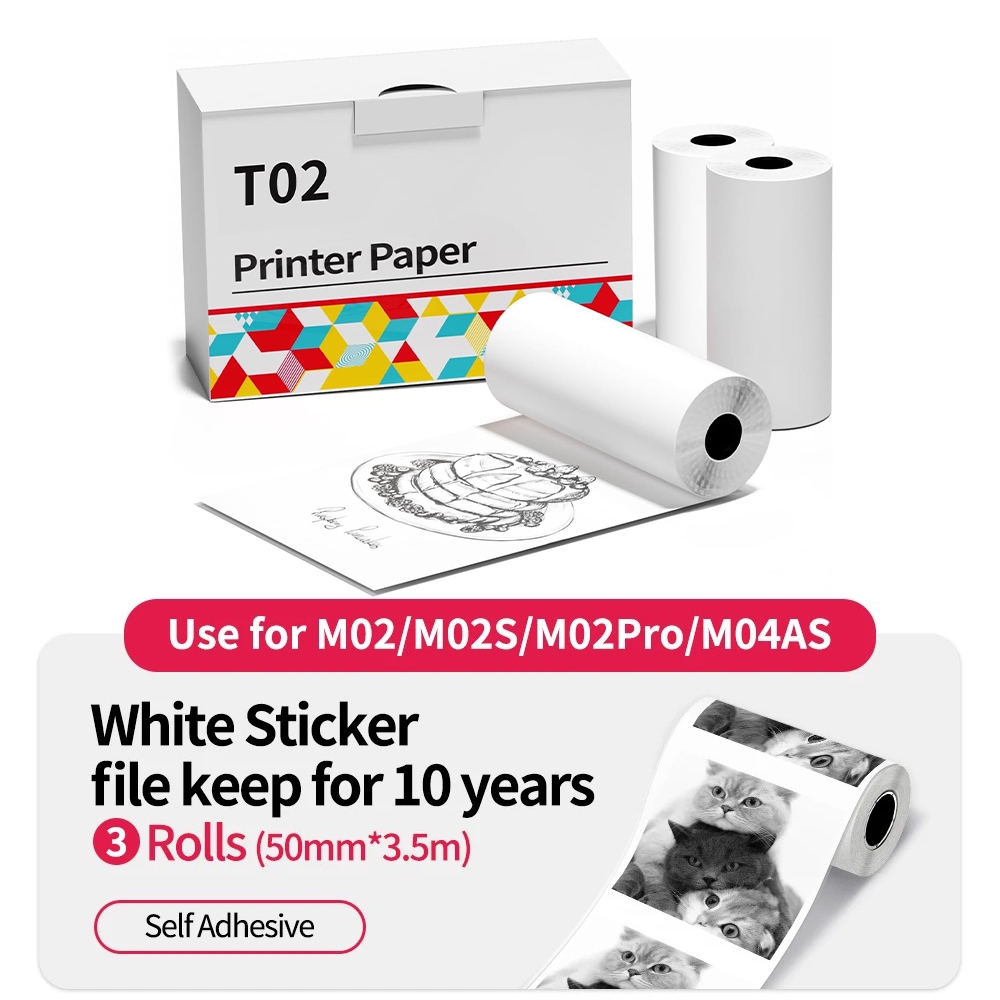Phomemo 50mm Thermal Label Sticker For T02 M02 M03 M04AS 241BT Printer ...
