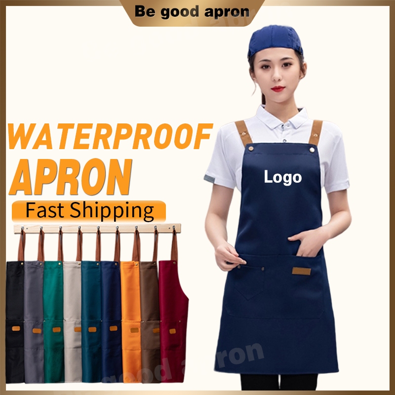 Ready Stock custom name for waterproof apron chef kitchen apron coffee ...