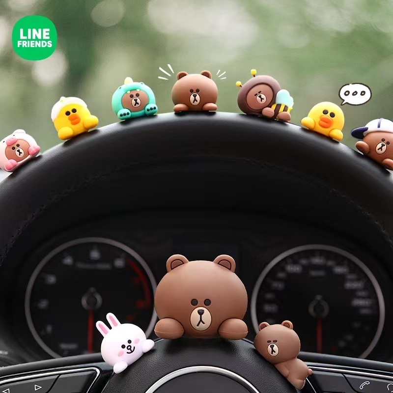 Line Friends Brown Bear Cute accessories Cartoon Car Decoration ...