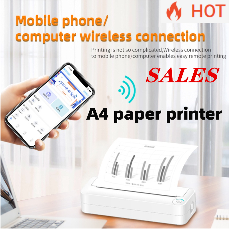 SALES NEW Portable A4 Paper Printer A4 Printer Mini Inkless Thermal ...